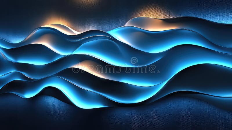 Modern Metal Panel with Blue Lighting Wave Design Stock Photo - Image ...