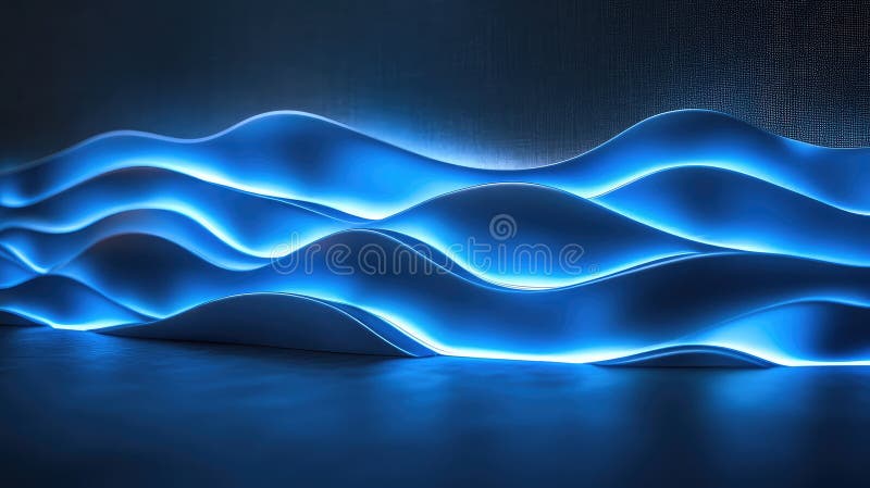 Modern Metal Panel with Blue Lighting Wave Design Stock Illustration ...
