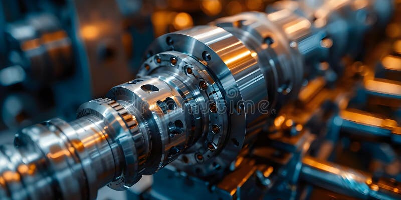 Modern Metal Processing Technology: Closeup of a CNC Milling Machine in ...