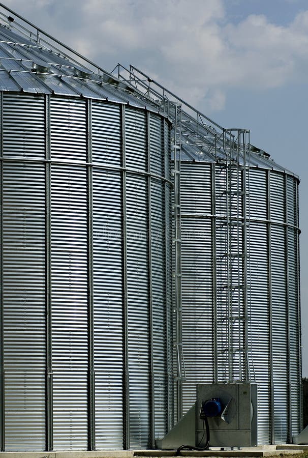 Modern metal silos stock photo. Image of steel, metallic - 13931548