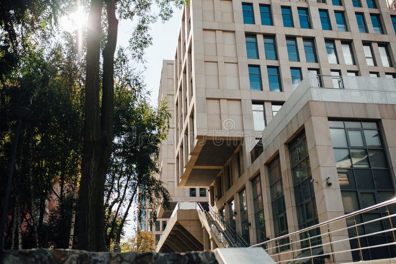 The Modern Metal Stair at Office Building Stock Photo - Image of city ...