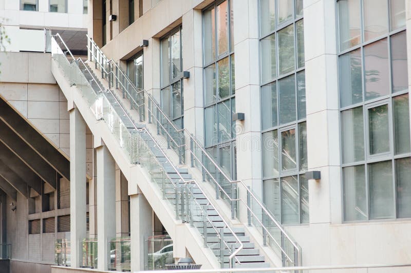The Modern Metal Stair at Office Building Stock Photo - Image of ...