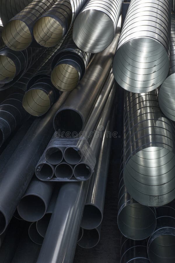 Modern metal tubes stock image. Image of constructing - 81965391