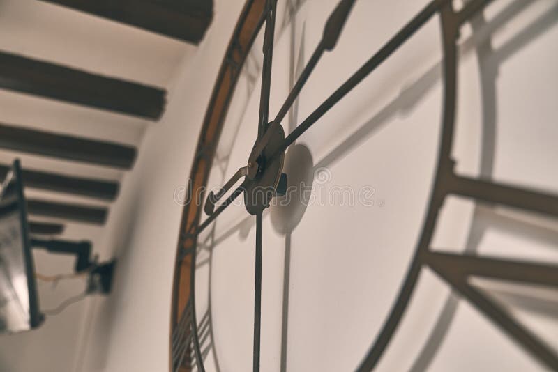 Vintage Metal and Wood Wall Watch. Stock Photo - Image of analog ...