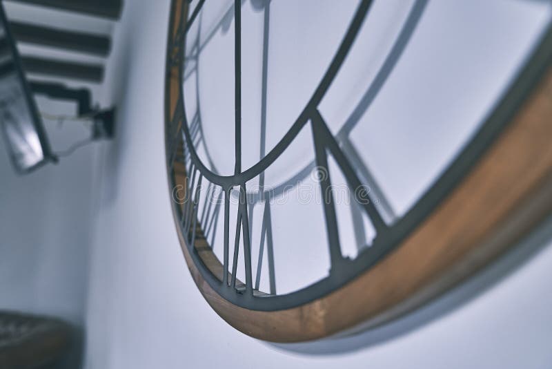 Vintage Metal and Wood Wall Watch. Stock Photo - Image of analog, hand ...