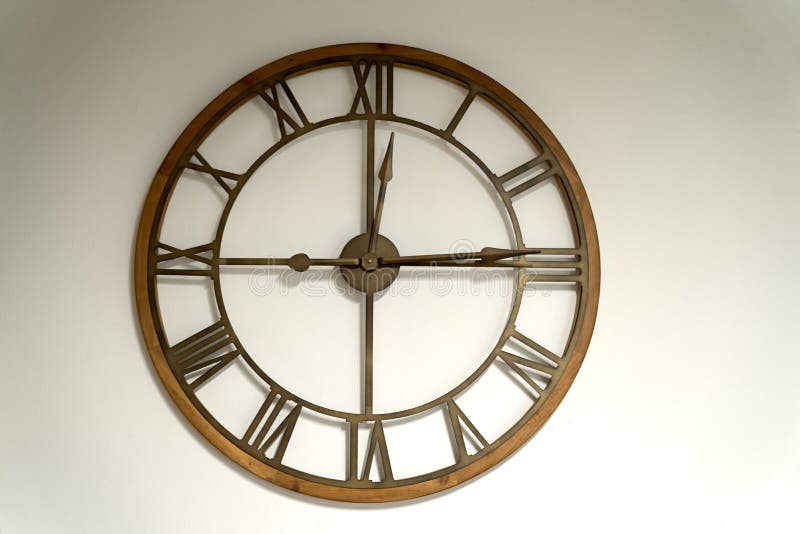 Vintage Metal and Wood Wall Watch. Stock Photo - Image of figures ...