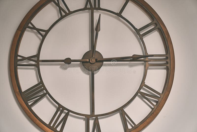 Vintage Metal and Wood Wall Watch. Stock Image - Image of design ...