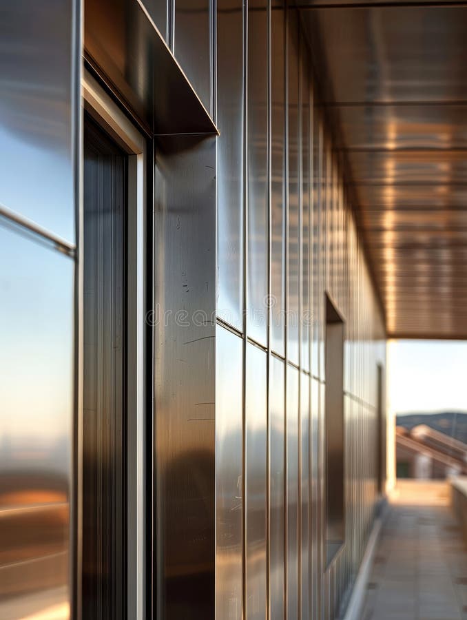 Modern Metallic Building Exterior with Reflective Facade Stock Image ...