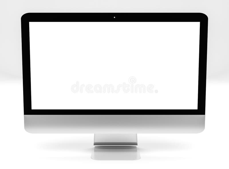 Modern Metallic Computer on White Background 3D Rendering Stock ...