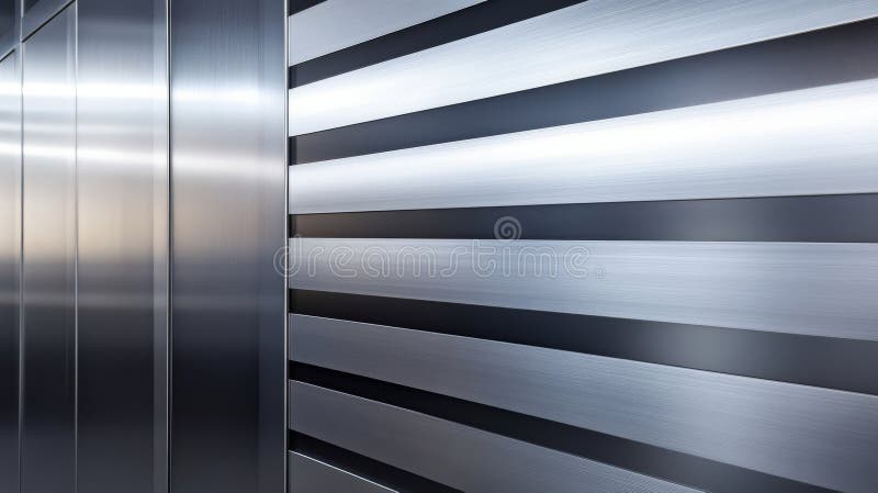 Modern Metallic Interior Wall with Horizontal Panels, Industrial Design ...