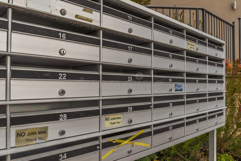 Modern Metallic Mail Box in Share Common Area Space of Condominium ...