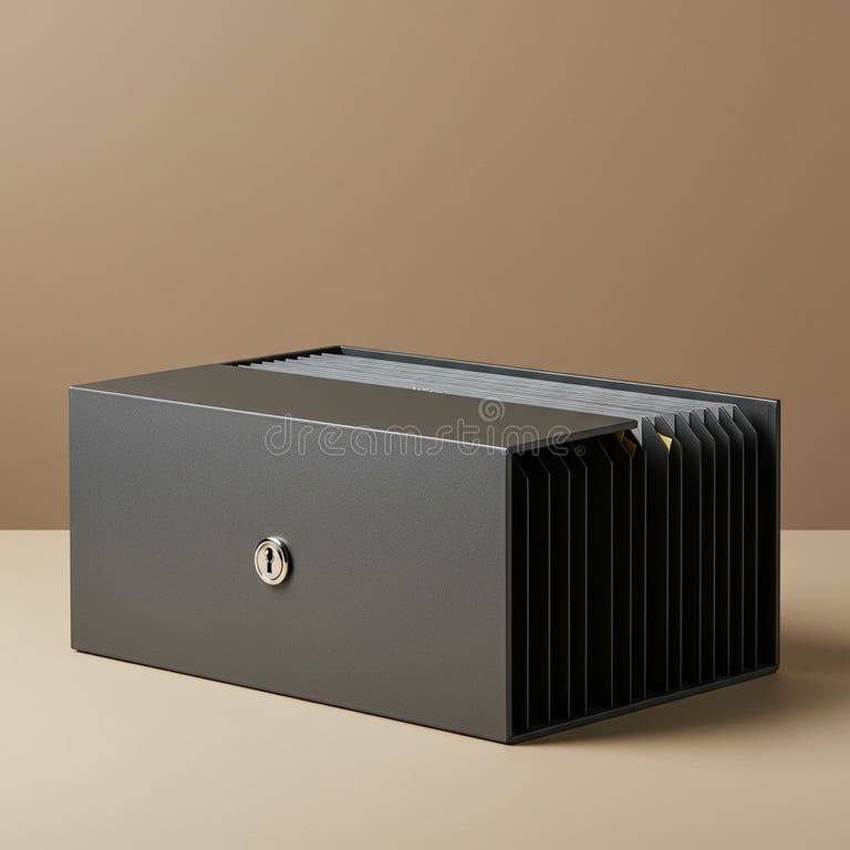 A Modern Metallic Storage Unit with a Sleek Rectangular Design and a ...