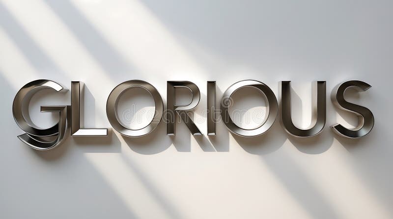 Modern Metallic Typography Spelling Glorious with Soft Shadows in ...
