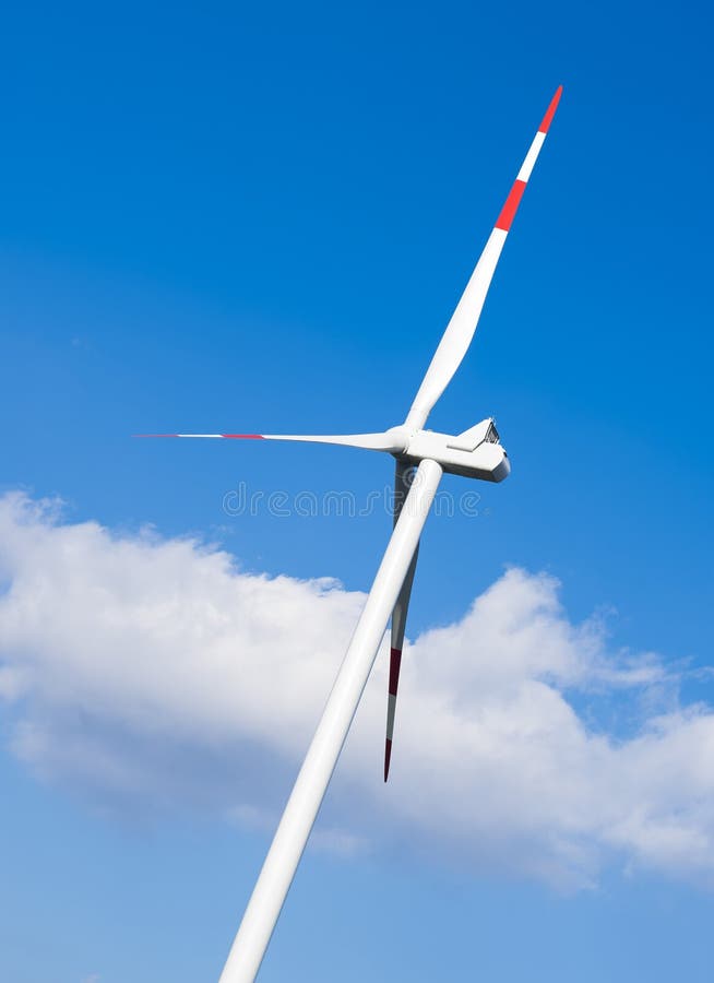 Modern, Metallic and White Wind Turbine in the Blu Sky Stock Photo ...