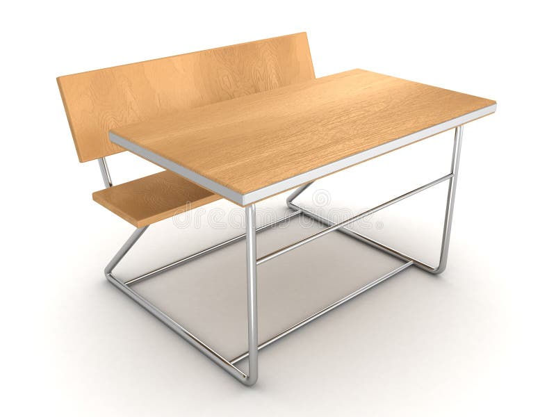 Modern Metallic Wooden School Desk on White Stock Illustration ...
