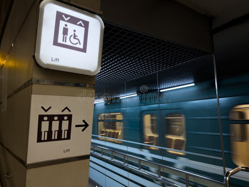 Modern Metro Station with Moving Train in the Background and Clear ...