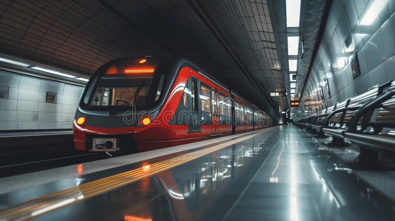 Modern Metro Train Arriving at the Station. Generative Ai Stock ...