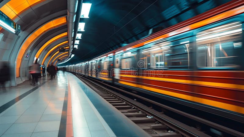 Modern Metro Train Arriving at the Station. Generative Ai Stock ...