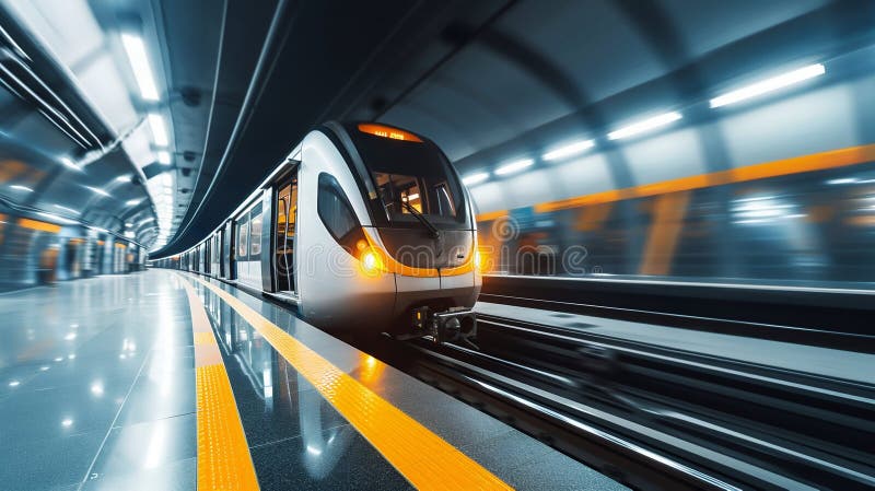 Modern Metro Train Arriving at the Station. Generative Ai Stock ...