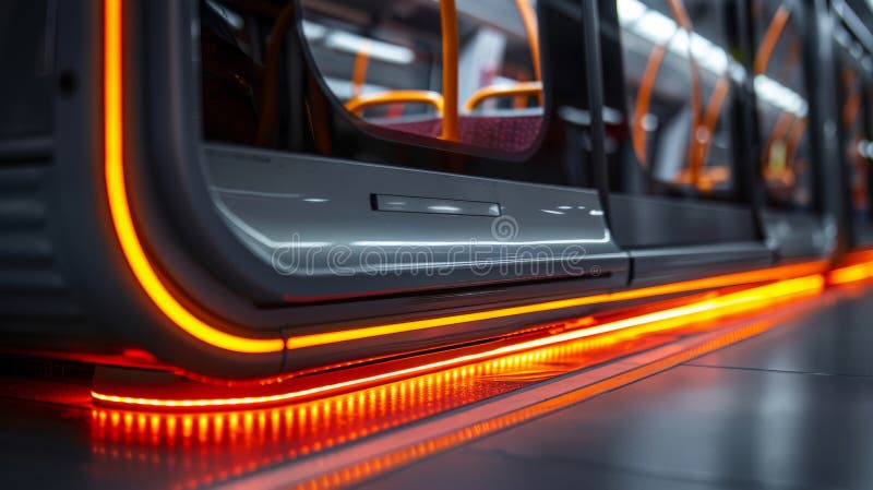 Modern Metro Train with Neon Lights in Urban Station Stock Photo ...