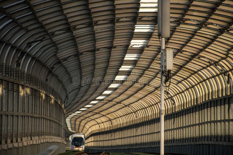 Modern Metro Train Riding through a Tunnel Stock Photo - Image of ...