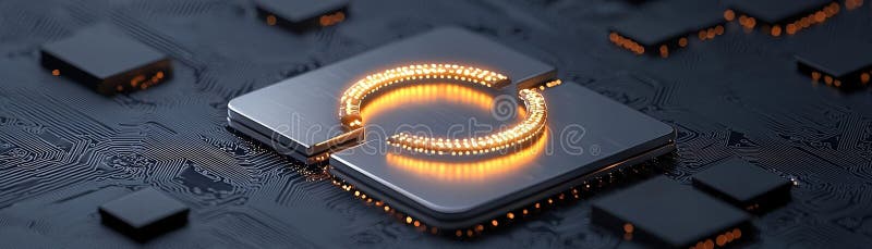 Modern Microchip with Glowing Circuitry and Abstract Design for ...
