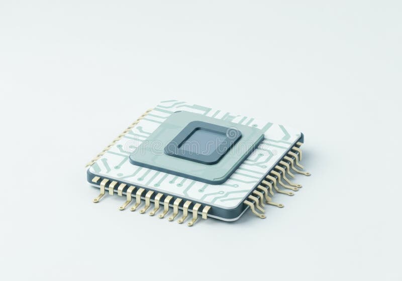 Modern Microchip with Intricate Circuit Design on a Light Background ...