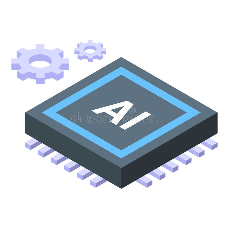 Modern Microchip Using Artificial Intelligence with Gears Working Stock ...