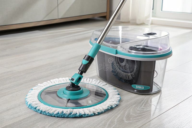 Modern Microfiber Mop with Rotating Head Stock Illustration ...