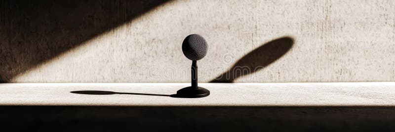 Modern Microphone Casting a Book-Shaped Shadow in a Minimalistic ...