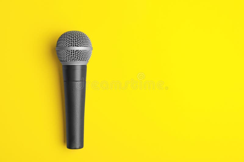 Modern Microphone on Color Background Stock Photo - Image of concert ...