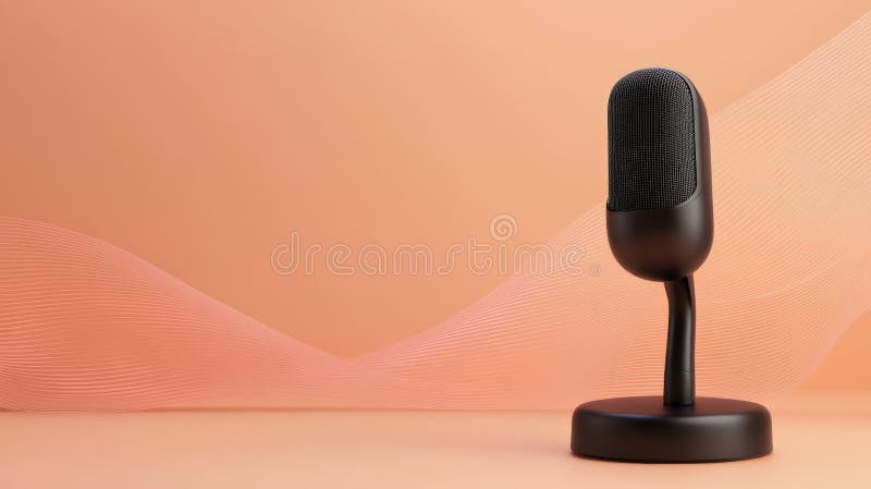 Modern Microphone on Elegant Peach Colored Backdrop for Recording Music ...