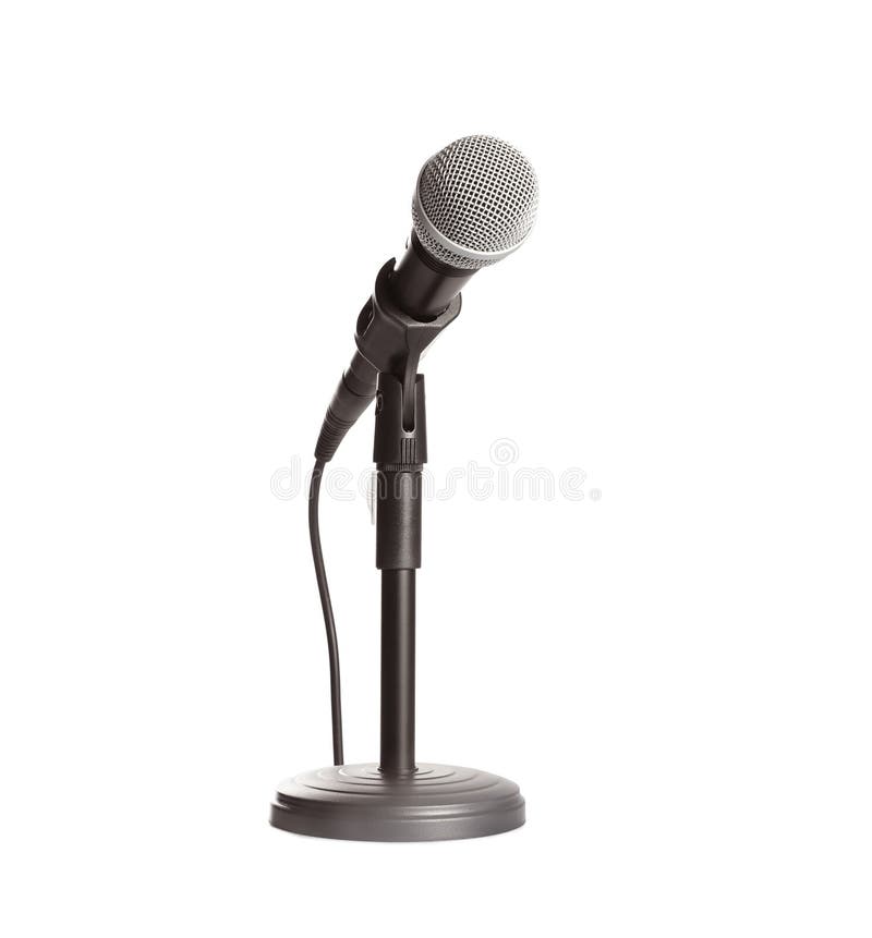 Modern microphone on white stock photo. Image of recording - 1143218