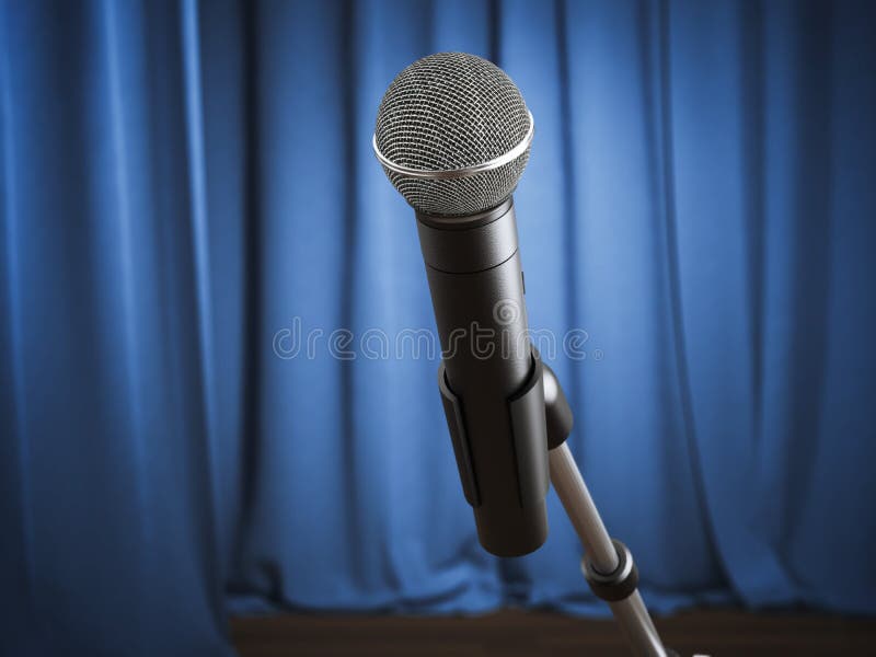 Modern Microphone Microphone on the Stage. 3d Rendering Stock ...