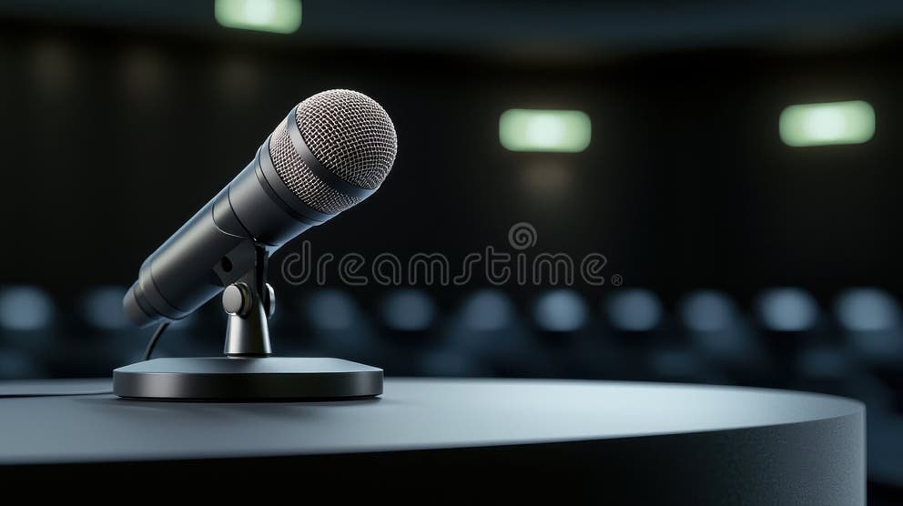 Modern Microphone on Podium for Effective Communication in Professional ...