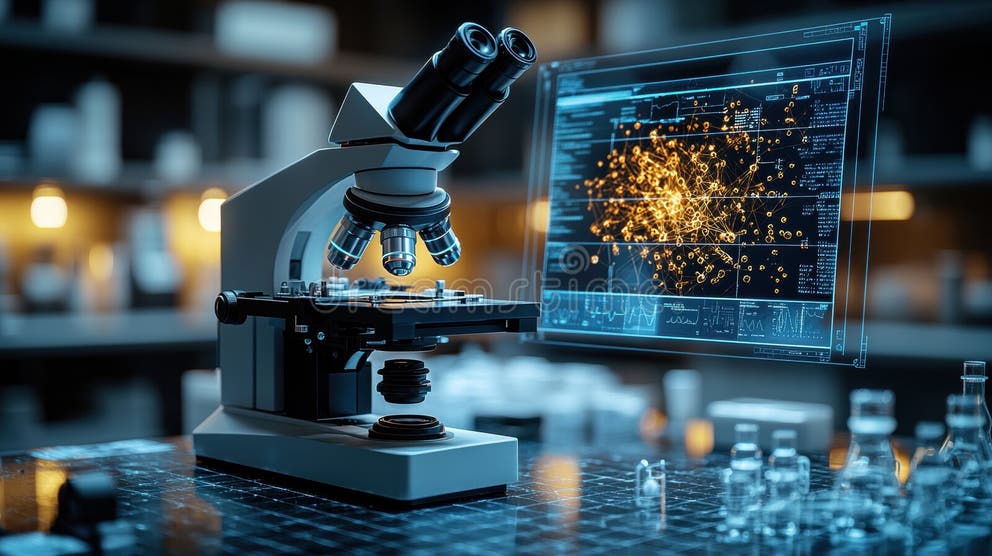 Modern Microscope with Advanced Technology is Displayed Laboratory ...