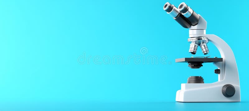 Modern Microscope on Blue Background for Scientific Research and ...