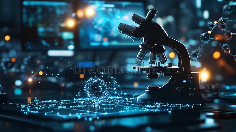 Modern Microscope with Digital Interface and Data Analysis Stock ...