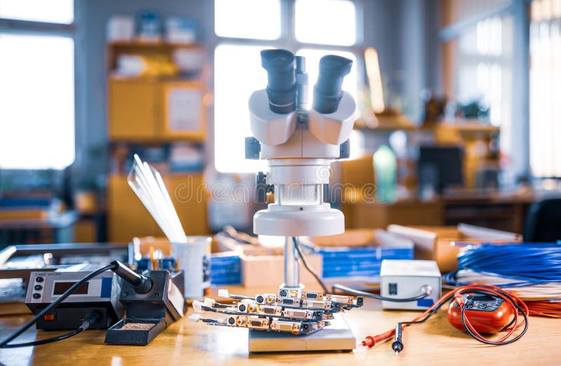 Modern Microscope, Electronic Components in a Scientific Laboratory ...
