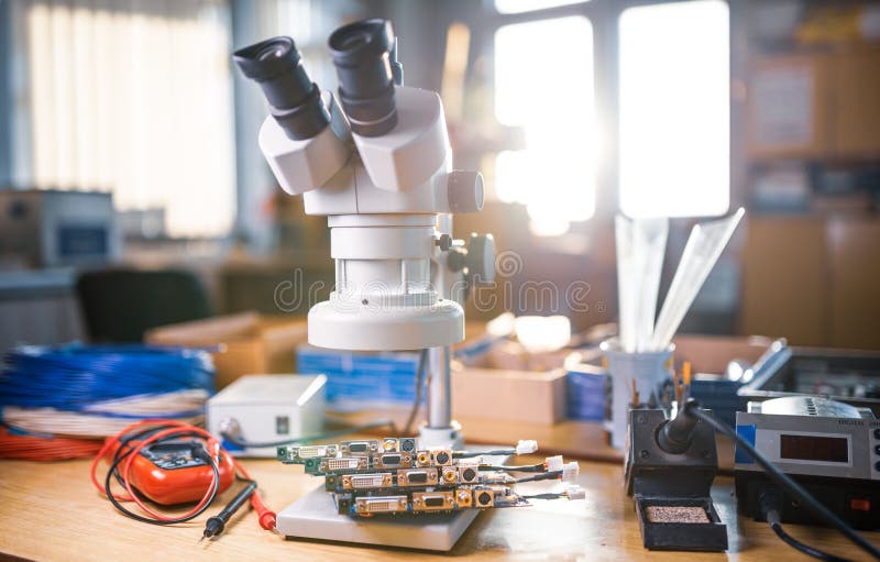 Modern Microscope, Electronic Components in a Scientific Laboratory ...