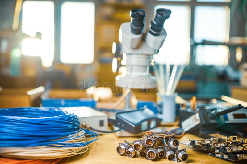 Modern Microscope, Electronic Components in a Scientific Laboratory ...