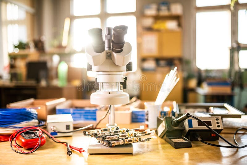 Modern Microscope, Electronic Components in a Scientific Laboratory ...
