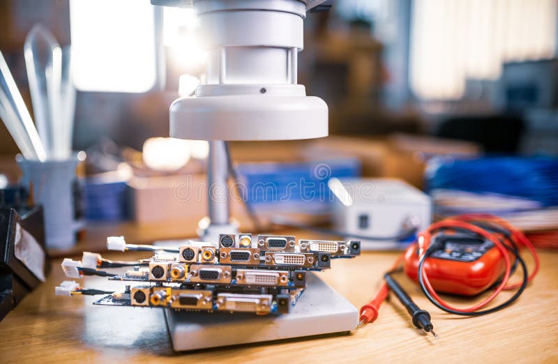 Modern Microscope, Electronic Components in a Scientific Laboratory ...