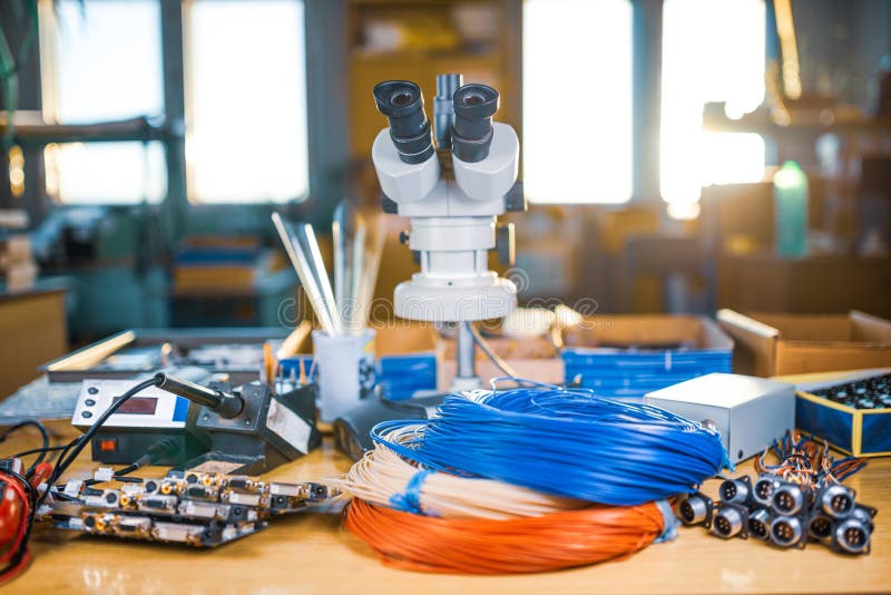 Modern Microscope, Electronic Components in a Scientific Laboratory ...