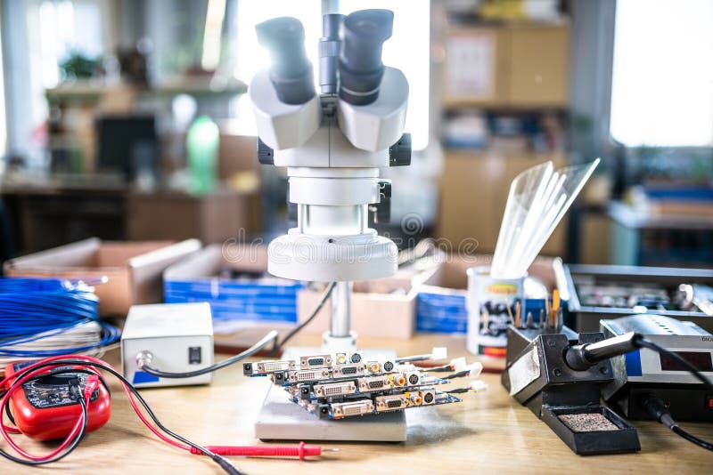 Modern Microscope, Electronic Components in a Scientific Laboratory ...