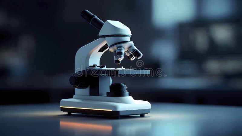 Modern Microscope with Elegant Lens Details and Lighting – Side View ...