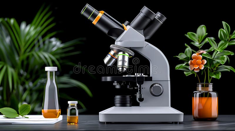 Microscope with Plant Extracts for Scientific Research Stock ...
