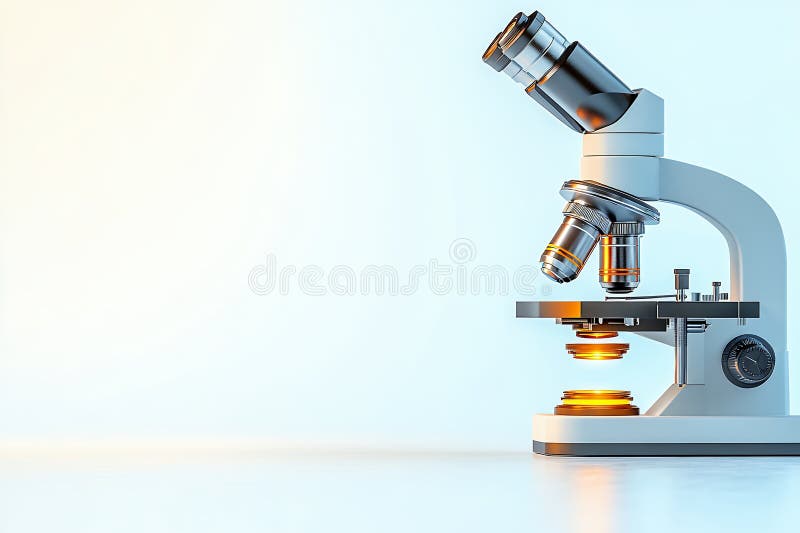 Modern Microscope on Light Background Stock Illustration - Illustration ...
