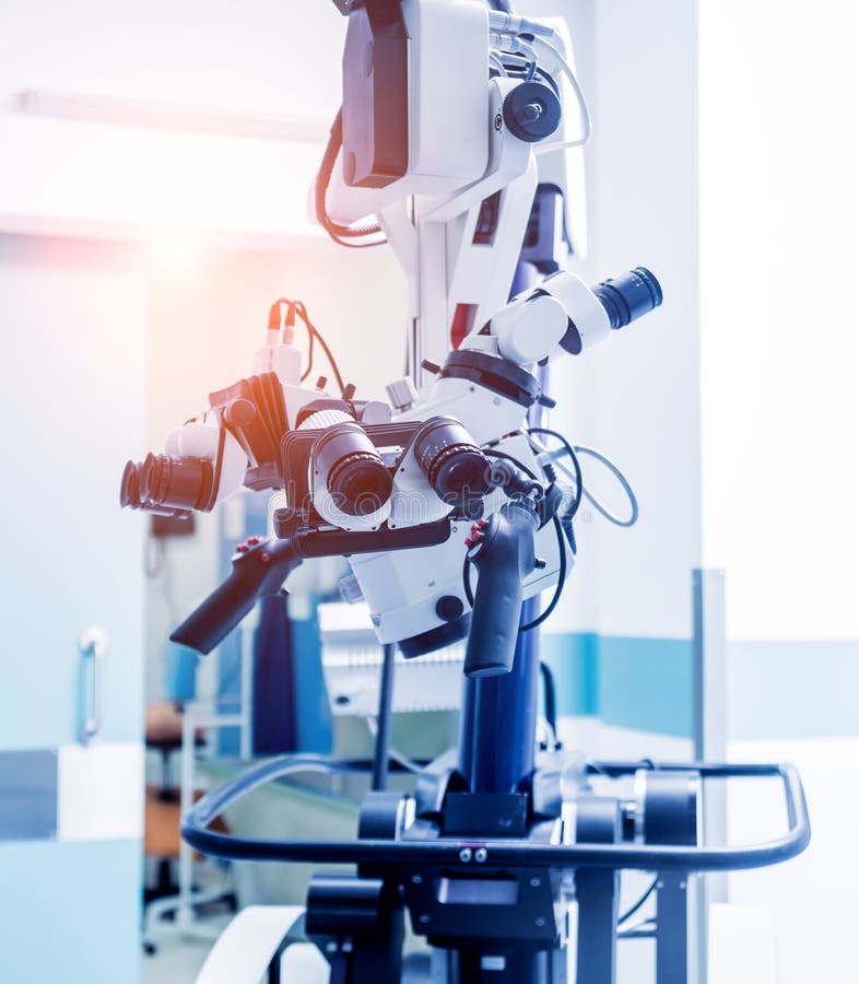 Modern Microscope for Operations in Surgery Room at the Hospital. Stock ...