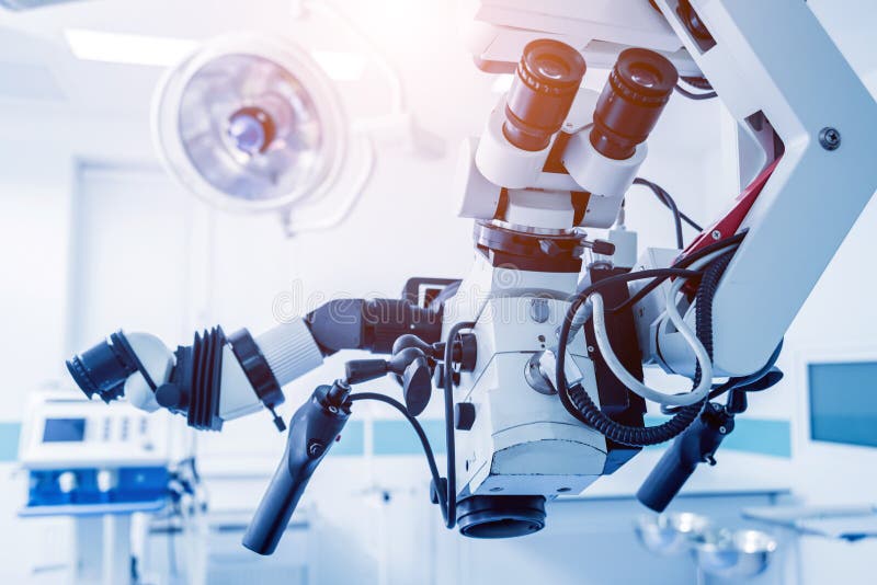 Modern Microscope for Operations in Surgery Room at the Hospital. Stock ...